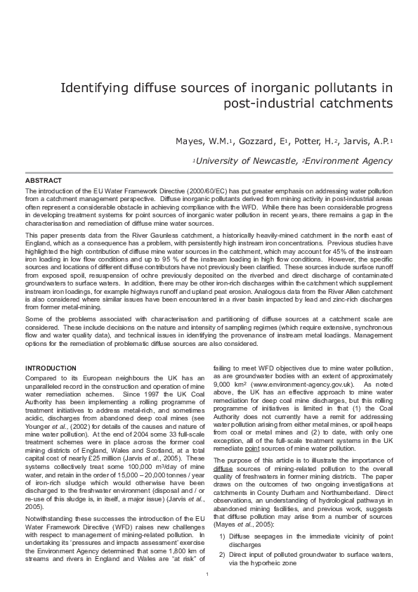 (PDF) Identifying diffuse sources of inorganic pollutants in post ...