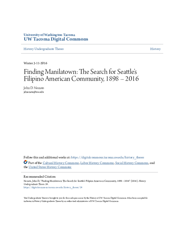 (PDF) Finding Manilatown: The Search for Seattle’s Filipino American ...