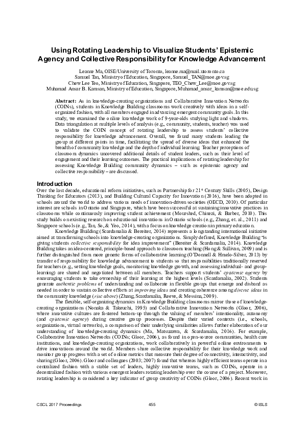 (PDF) Using Rotating Leadership to Visualize Students' Epistemic Agency ...