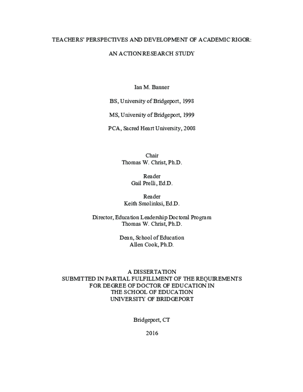 (PDF) Teachers' Perspectives and Development of Academic Rigor: An ...