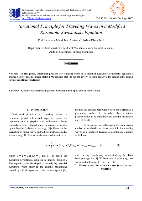 (PDF) Variational Principle for Traveling Waves in a Modified Kuramoto ...