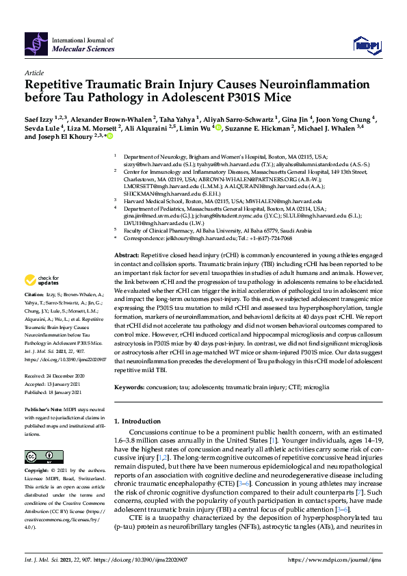 (PDF) Repetitive Traumatic Brain Injury Causes Neuroinflammation before ...