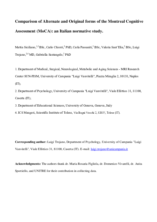 (PDF) Comparison of alternate and original forms of the Montreal ...