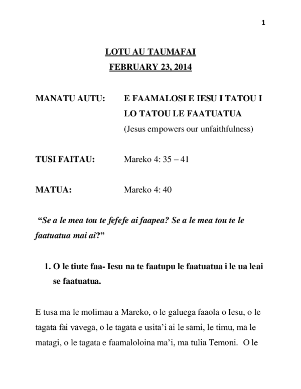 (PDF) Lotu Au Taumafai 23 Feb 2014