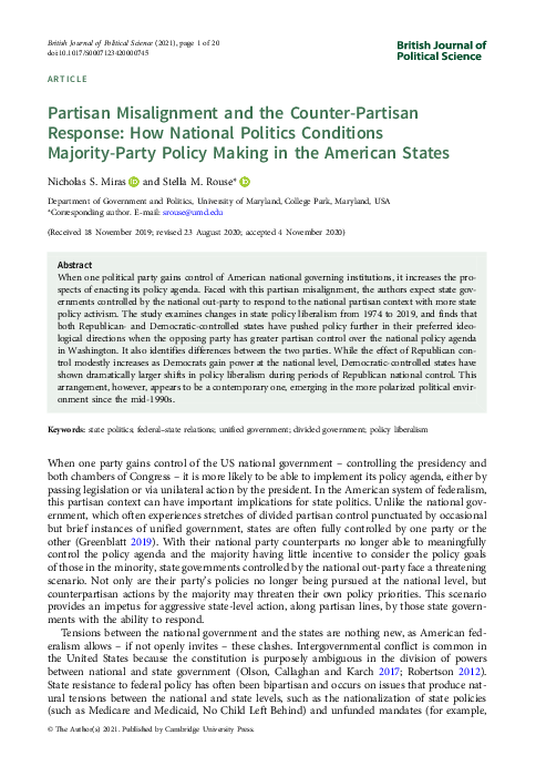 (PDF) Partisan Misalignment and the Counter-Partisan Response: How ...