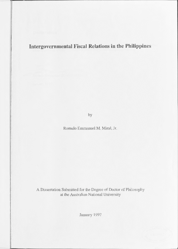 (PDF) Intergovernmental fiscal relations in the Philippines
