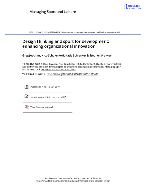 (PDF) Design thinking and sport for development: enhancing ...