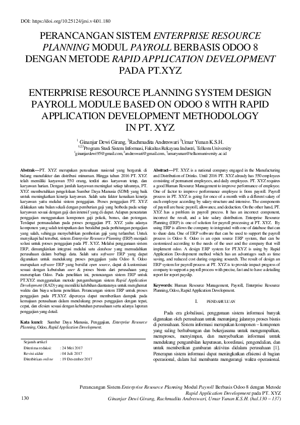 (PDF) Perancangan Sistem Enterprise Resource Planning Modul Plant Maintenance Berbasis Software ...