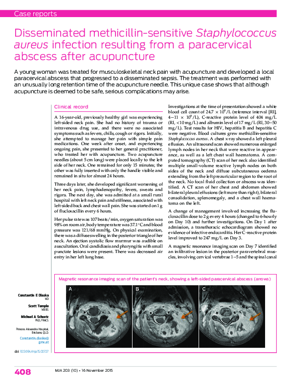 (PDF) Disseminated methicillin-sensitive Staphylococcus aureus ...
