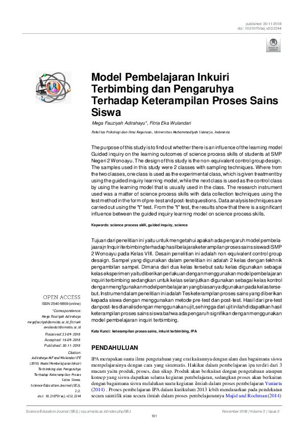 (PDF) Model Pembelajaran Inkuiri Terbimbing dan Pengaruhya terhadap Keterampilan Proses Sains ...