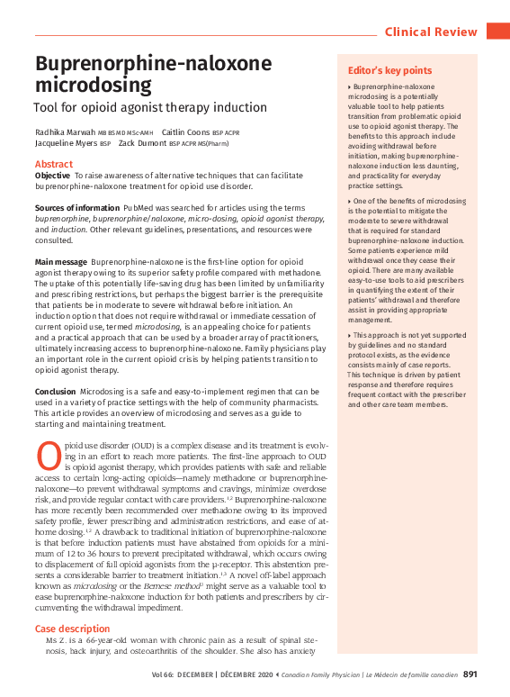 (PDF) Buprenorphine-naloxone microdosing | Jacqueline Myers - Academia.edu