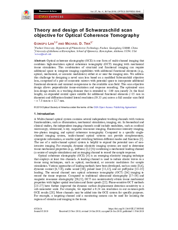 (PDF) Theory and design of Schwarzschild scan objective for Optical ...