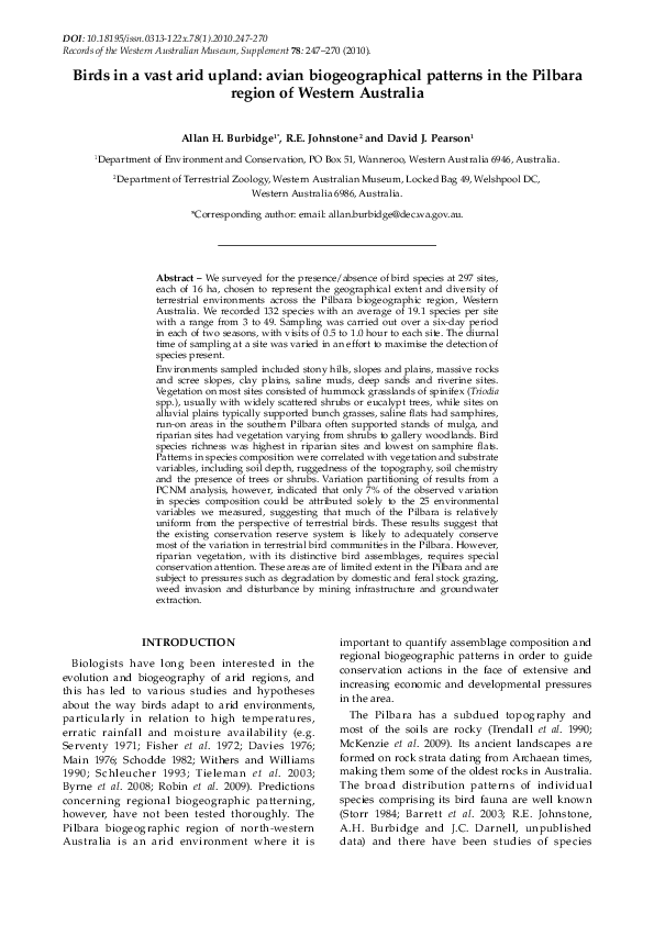 (PDF) Birds in a vast arid upland: avian biogeographical patterns in ...