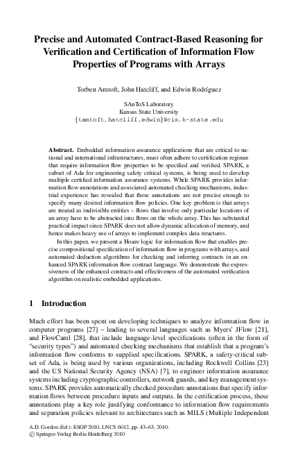 (PDF) Precise and Automated Contract-Based Reasoning for Verification and Certification of ...