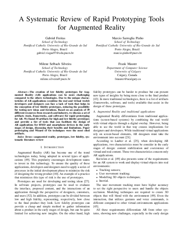 (PDF) A Systematic Review of Rapid Prototyping Tools for Augmented Reality