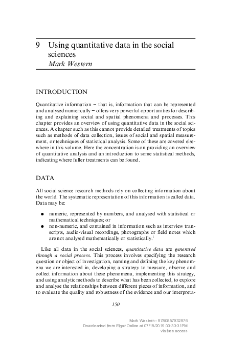 (PDF) Using quantitative data in the social sciences