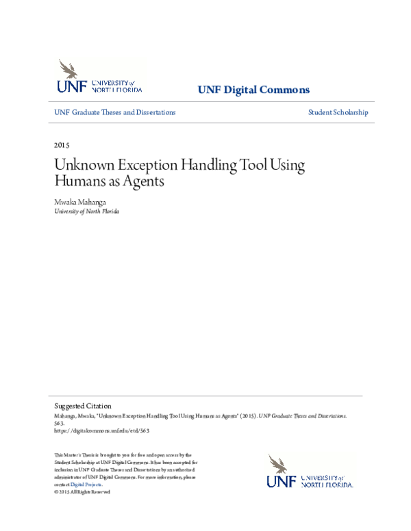 (PDF) Unknown Exception Handling Tool Using Humans as Agents