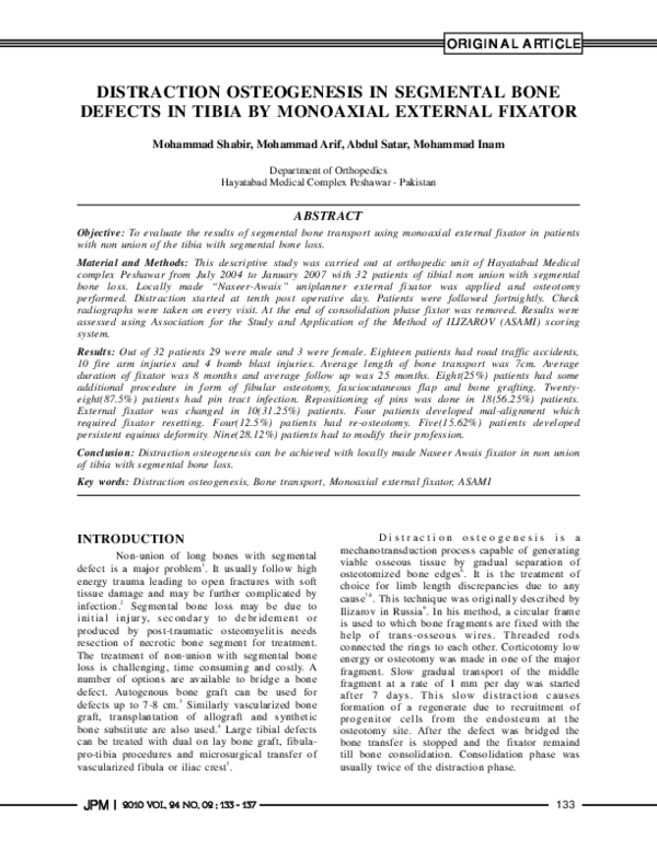 (PDF) Distraction Osteogenesis in Segmental Bone Defects in Tibia by ...