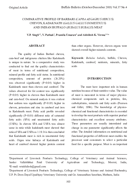 (PDF) Comparative profile of Barbari (Capra aegagrus hircus) Chevon ...