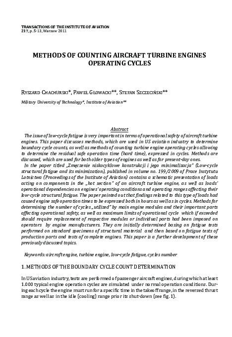 (PDF) Methods of counting aircraft turbine engines operating cycles