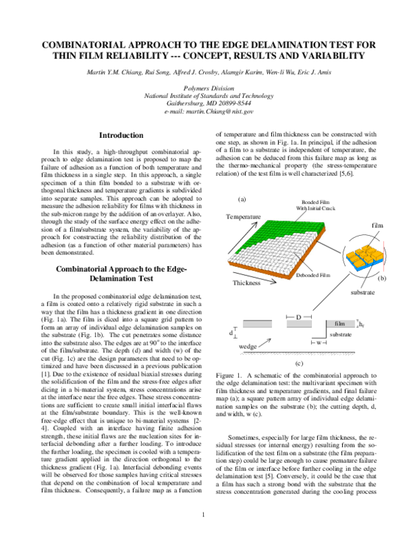 (PDF) Combinatorial Approach to the Edge Delamination Test for Thin ...