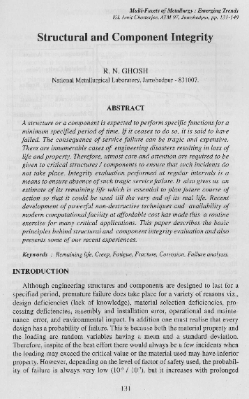 (PDF) Structural and component integrity | Dr R N Ghosh - Academia.edu