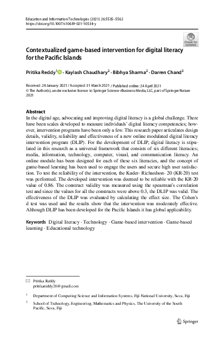 (PDF) Contextualized game-based intervention for digital literacy for the Pacific Islands