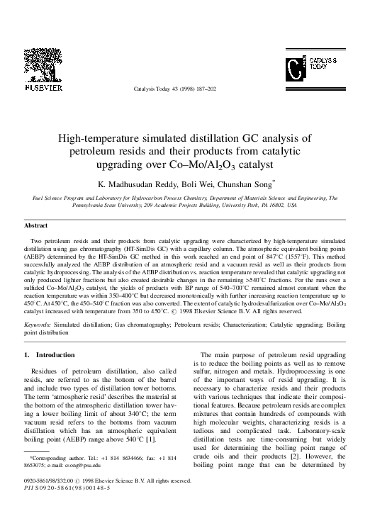 (PDF) High-temperature simulated distillation GC analysis of petroleum ...