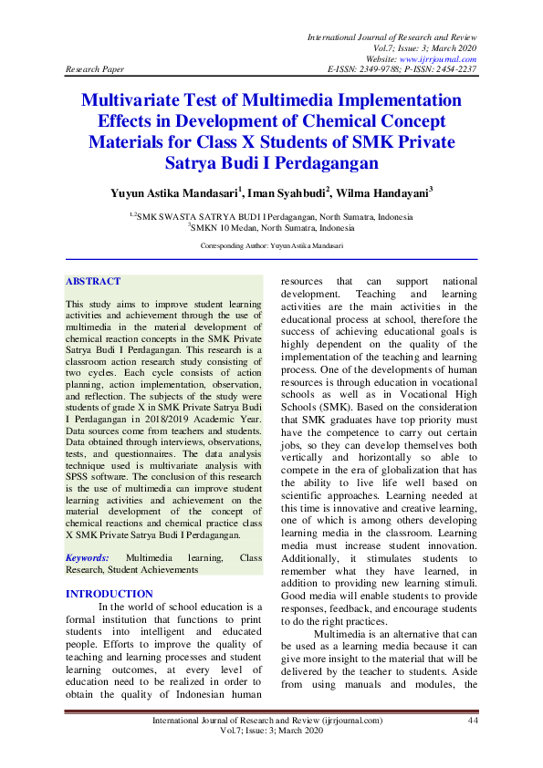 (PDF) Multivariate Test of Multimedia Implementation Effects in ...