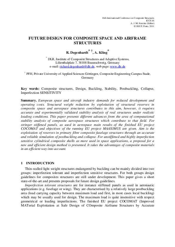 Pdf Future Design For Composite Space And Airframe Structures