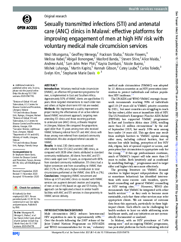 (PDF) Sexually transmitted infections (STI) and antenatal care (ANC ...