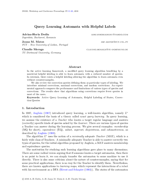 (PDF) Query Learning Automata with Helpful Labels