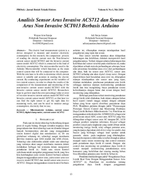(PDF) Analisis Sensor Arus Invasive ACS712 dan Sensor Arus Non Invasive ...