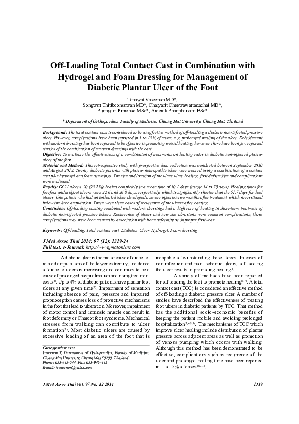 (PDF) Off-loading total contact cast in combination with hydrogel and ...