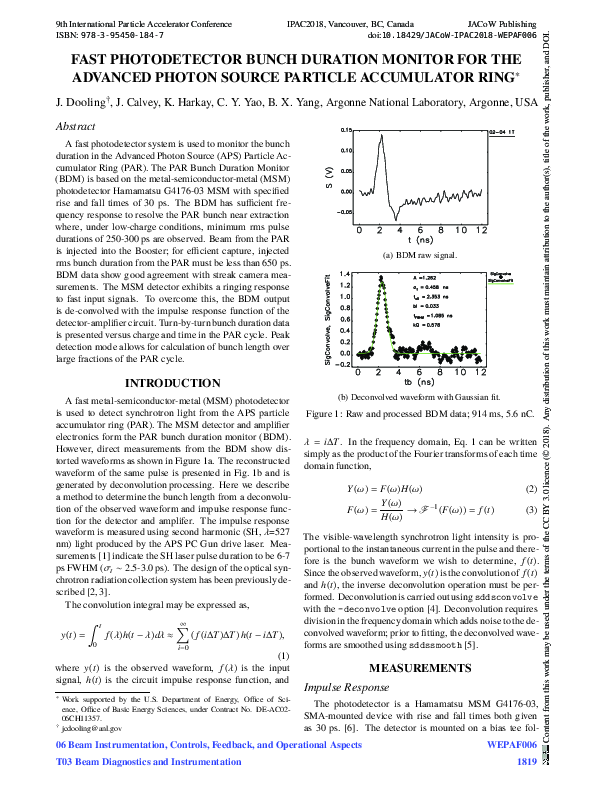 (PDF) Fast Photodetector Bunch Duration Monitor for the Advanced Photon Source Particle ...
