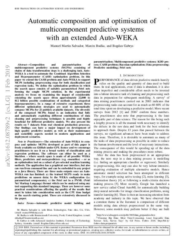 (PDF) Automatic Composition and Optimization of Multicomponent Predictive Systems With an ...