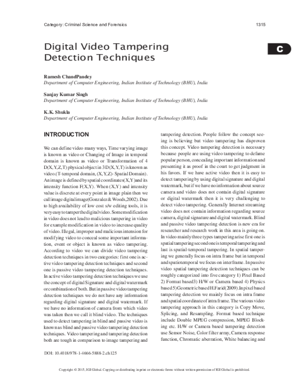 (PDF) Digital Video Tampering Detection Techniques