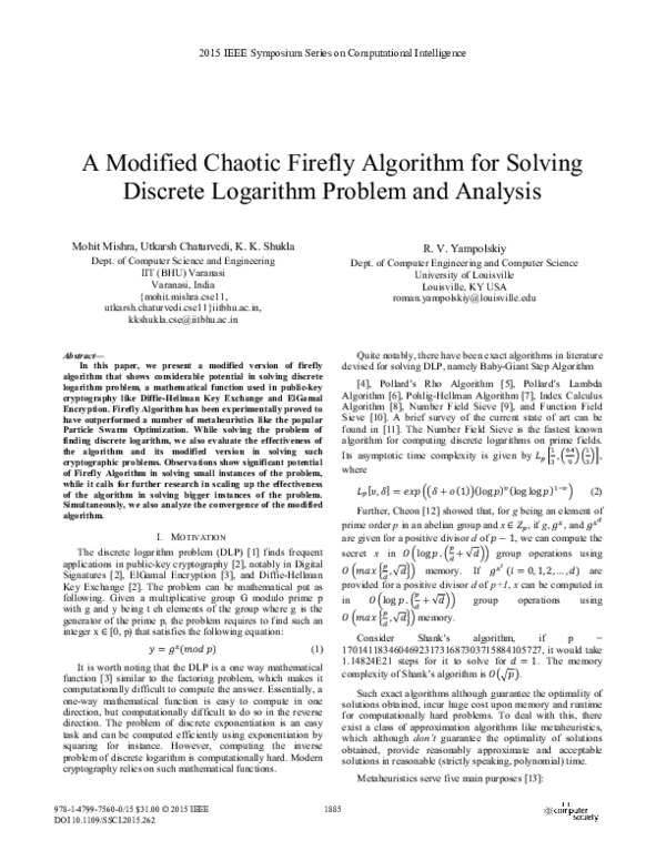 (PDF) A Modified Chaotic Firefly Algorithm for Solving Discrete ...