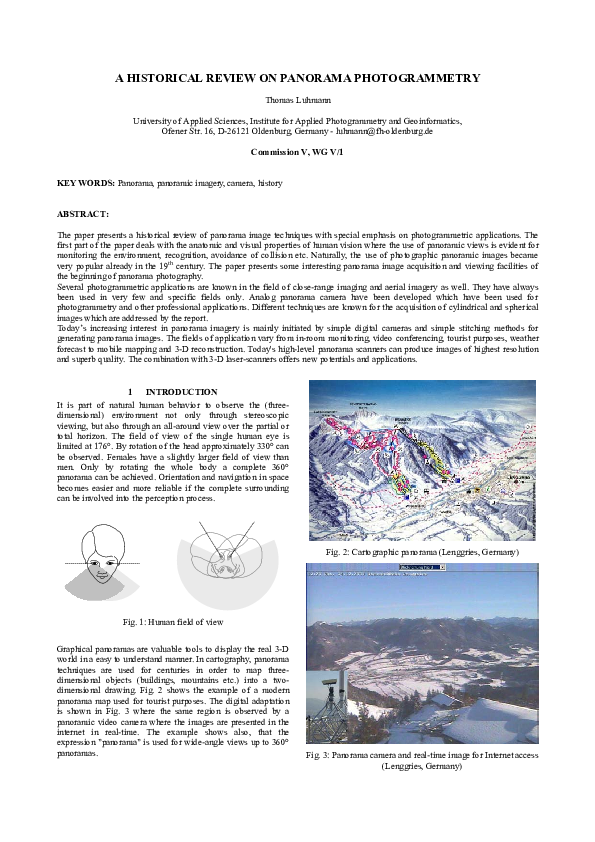 (PDF) A Historical Review on Panorama Photogrammetry | Thomas Luhmann ...