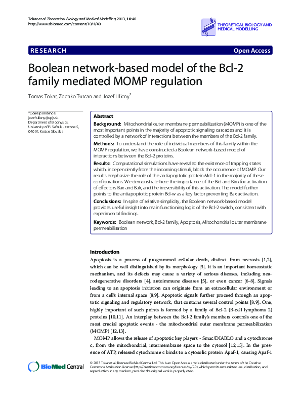 (PDF) RESEARCH Open Access Boolean network-based model of the Bcl-2 family mediated MOMP ...