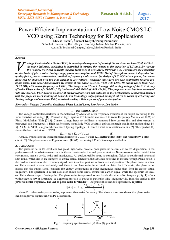 (PDF) Power Efficient Implementation of Low Noise CMOS LC VCO using 32nm Technology for RF ...