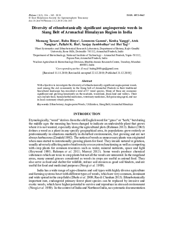 (PDF) Diversity of ethnobotanically significant angiospermic weeds in ...
