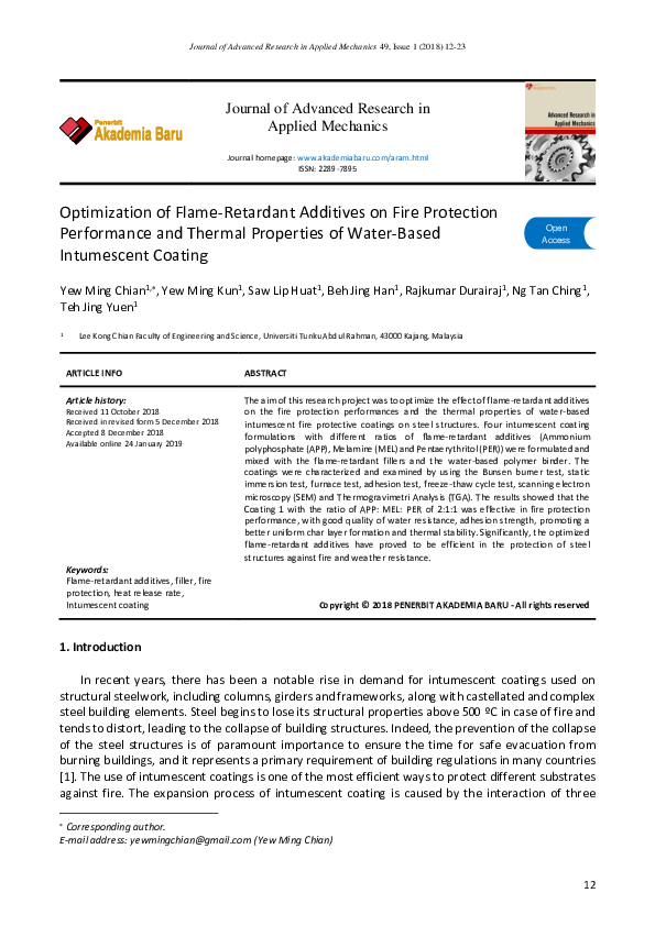 (PDF) Optimization of Flame-Retardant Additives on Fire Protection ...
