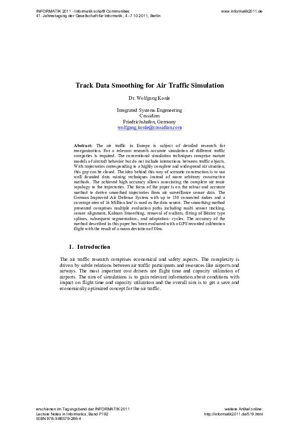 (PDF) Track data smoothing for air traffic simulation