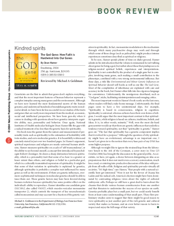 (PDF) The God Gene: How Faith is Hardwired Into Our Genes