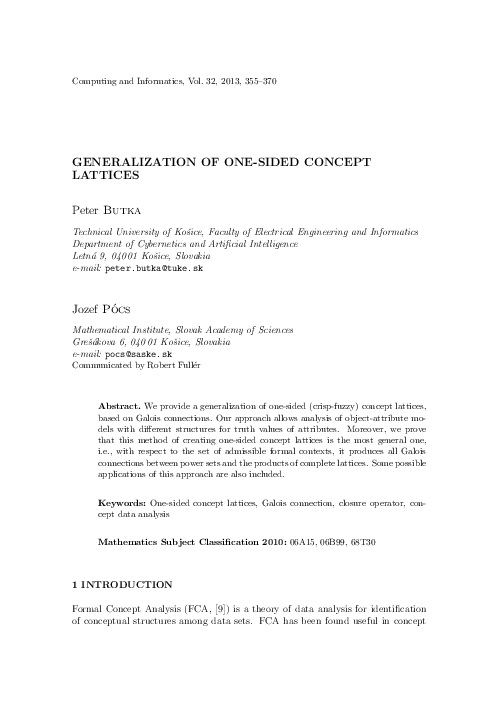 (PDF) Generalization of One-Sided Concept Lattices