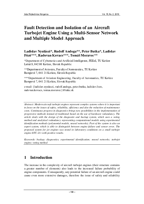 (PDF) Fault Detection and Isolation of an Aircraft Turbojet Engine Using a Multi-Sensor Network ...