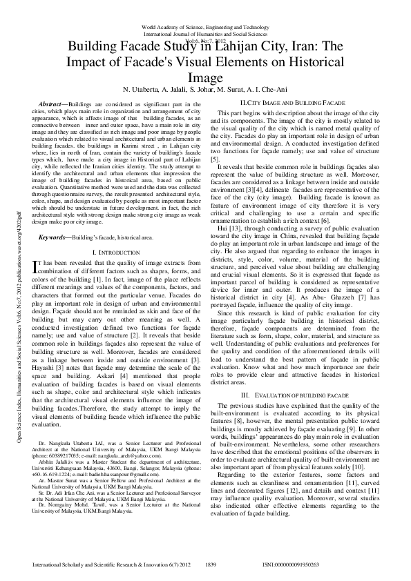 (PDF) Building Facade Study in Lahijan City, Iran: The Impact of Facade's Visual Elements on ...