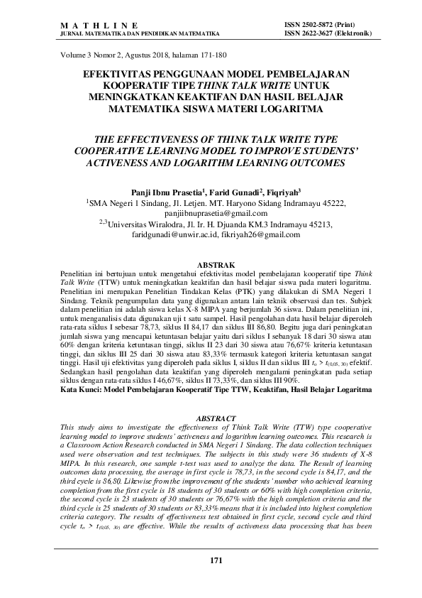 (PDF) Efektivitas Penggunaan Model Pembelajaran Kooperatif Tipe TSTS(Two Stay Two Stray) Dengan ...