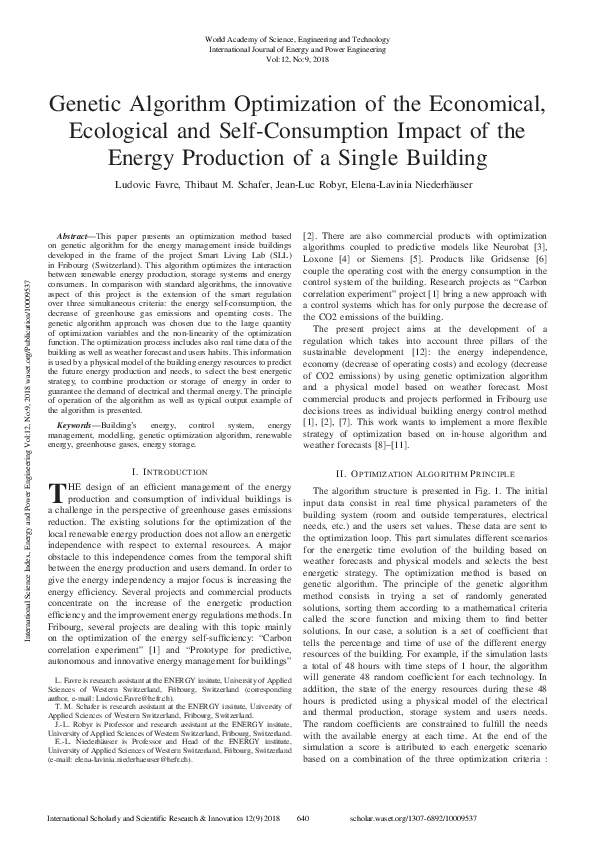 (PDF) Genetic algorithm optimization of the economical, ecological and ...